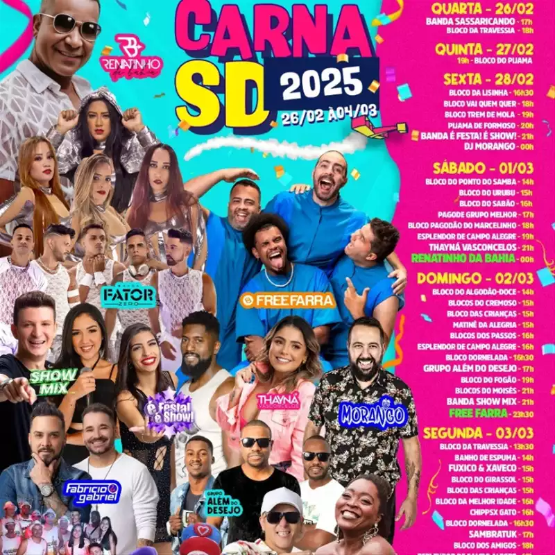 Carnaval 2025 | Programação de Santos Dumont/MG | Zine Cultural